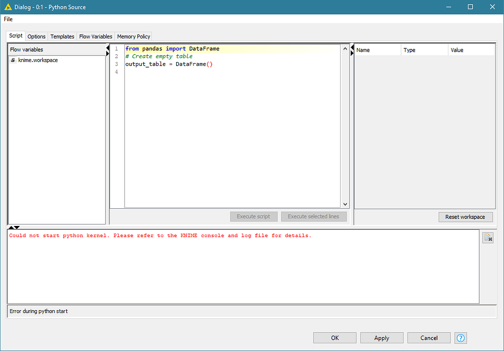 Could not start python kernel - KNIME Extensions - KNIME Community Forum