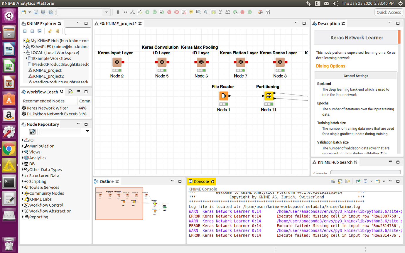 WARN Keras Network Learner 0:14 /home/user/anaconda3/envs/py3_knime/lib ... WARN Keras Network Learner 0:14 /home/user/anaconda3/envs/py3_knime/lib ...