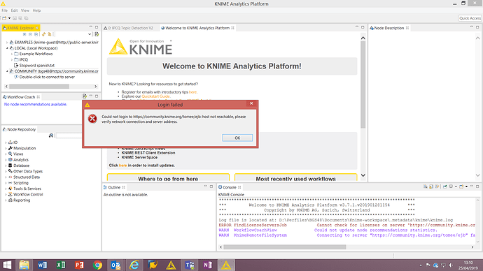 Error connecting to the Community server - KNIME Analytics Platform ...