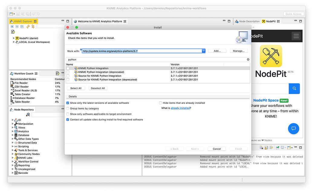 Knime downloads do not have r or python nodes. - KNIME Analytics ...