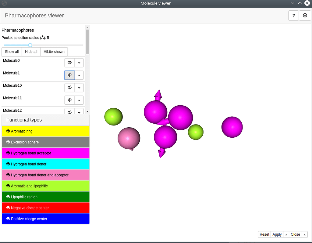 3D-e-Chem Pharmacophores viewer (Dislplays only the first molecule with pharmacophore ...
