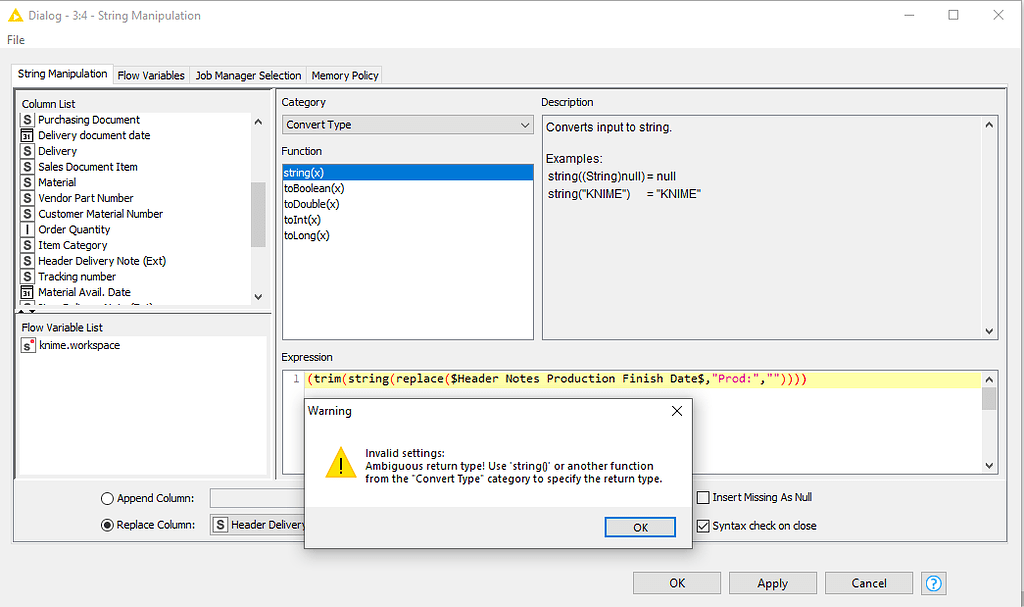 Replacing a portion of a string to a blank value and trimming it afterwards - KNIME Analytics ...