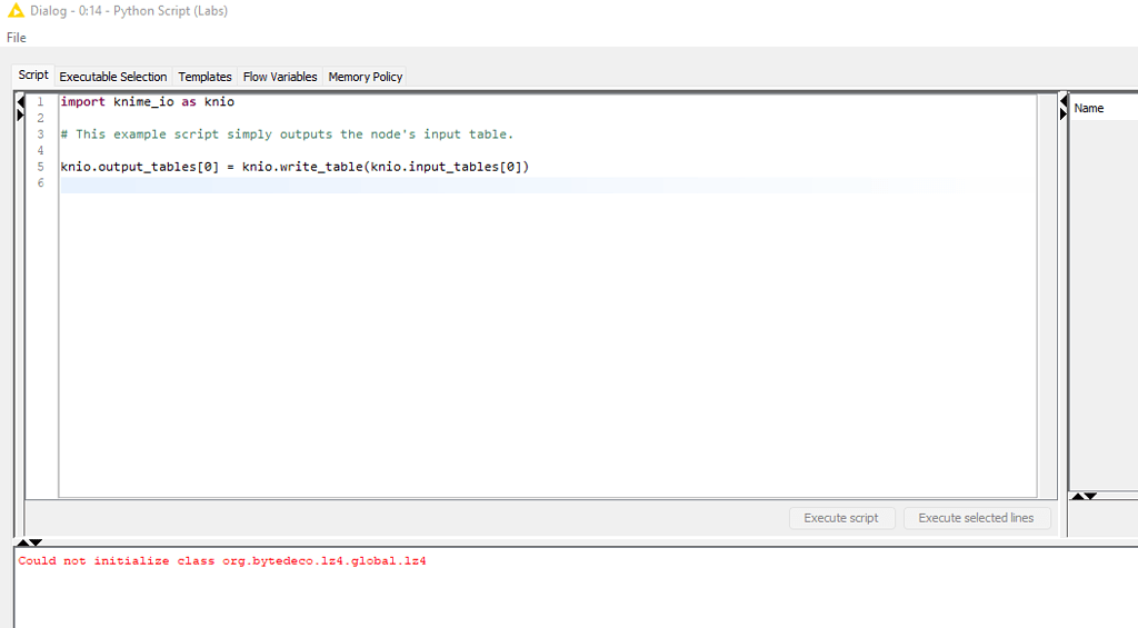 Error Python Script Lab - KNIME Extensions - KNIME Community Forum
