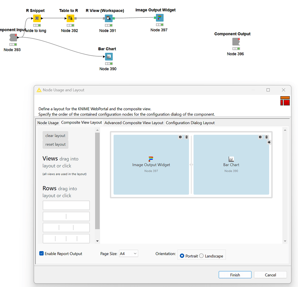 Issues with generating HMTL/PDF reports from R view visuals (created in a component using ...