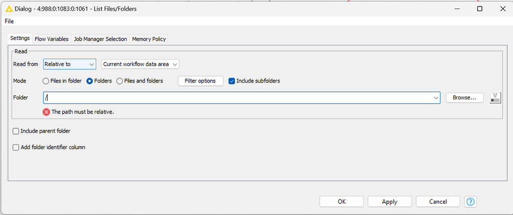 List Files/Folders: Relative path to workflow data dir not working ... List Files/Folders: Relative path to workflow data dir not working ...