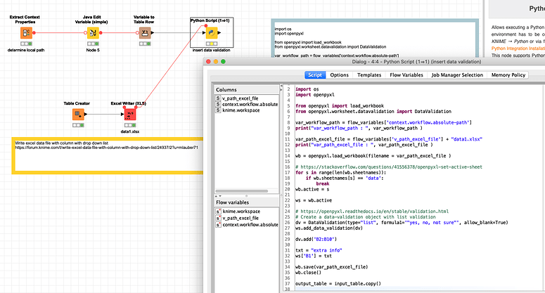 Write Excel Data File With Column With Drop Down List Knime Analytics Platform Knime