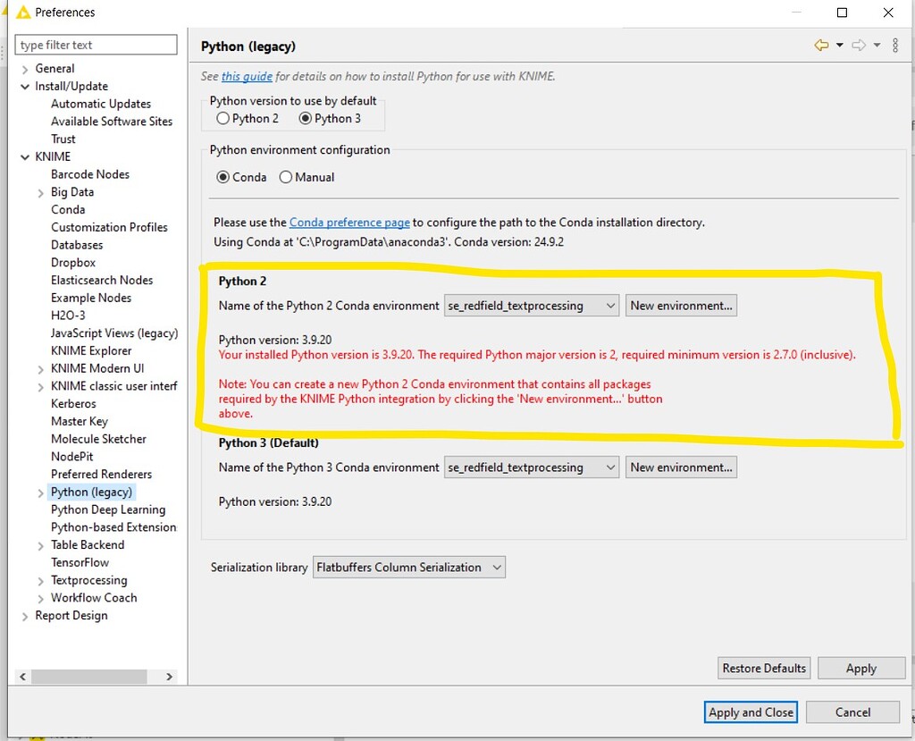 PYTHON (LEGACY) - ERROR - KNIME Extensions - KNIME Community Forum