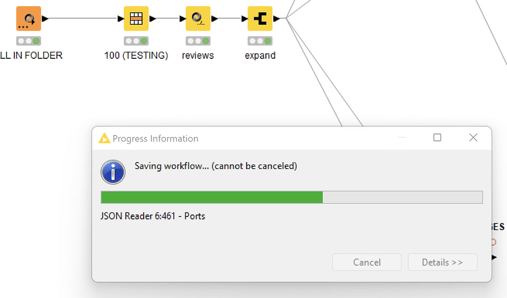 Saving Workflow takes over an hour - KNIME Analytics Platform - KNIME Community Forum