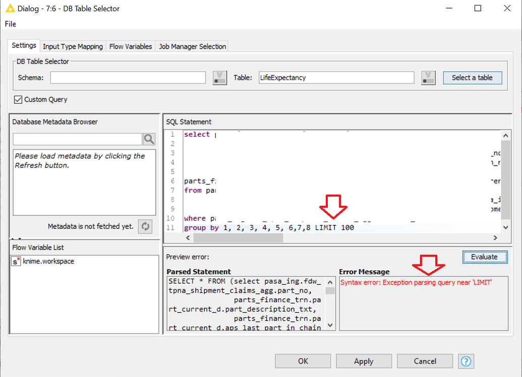 How to apply Limit in a DB Query - KNIME Analytics Platform - KNIME ...