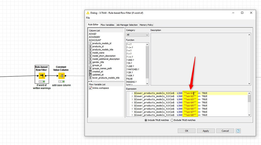 Rule-based Row Filter via list - KNIME Analytics Platform - KNIME Community Forum