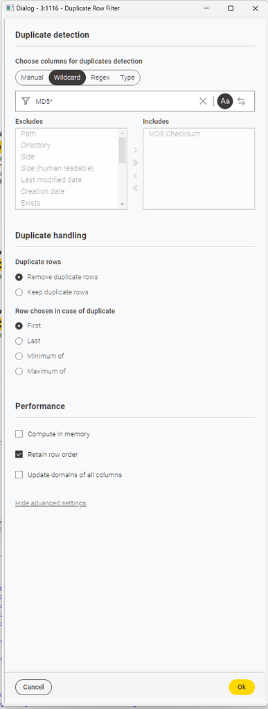 Duplicate Row Finder: Missing Options / Tab - Feedback & Ideas - KNIME Community Forum
