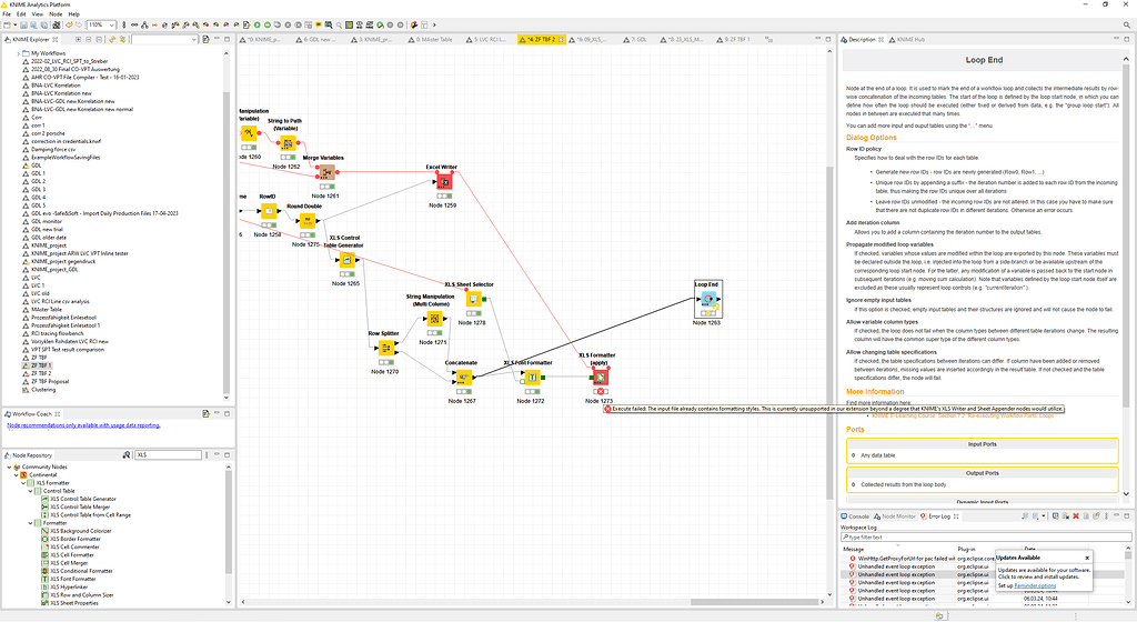XLS Formatter error :the input file already contains formatting styles only in the last ...