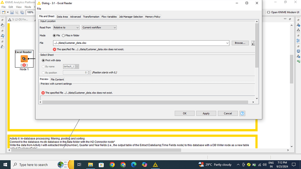 while executing the nodes this error showing in excel reader node - KNIME Analytics Platform ...