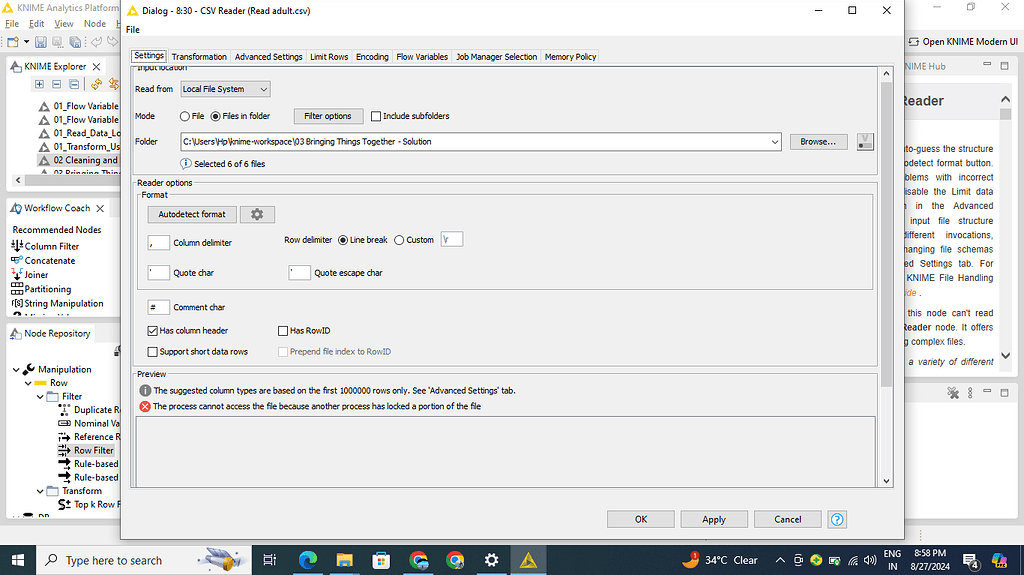 Nodes Are Not Getting Execute Showing This Error Code Knime Analytics