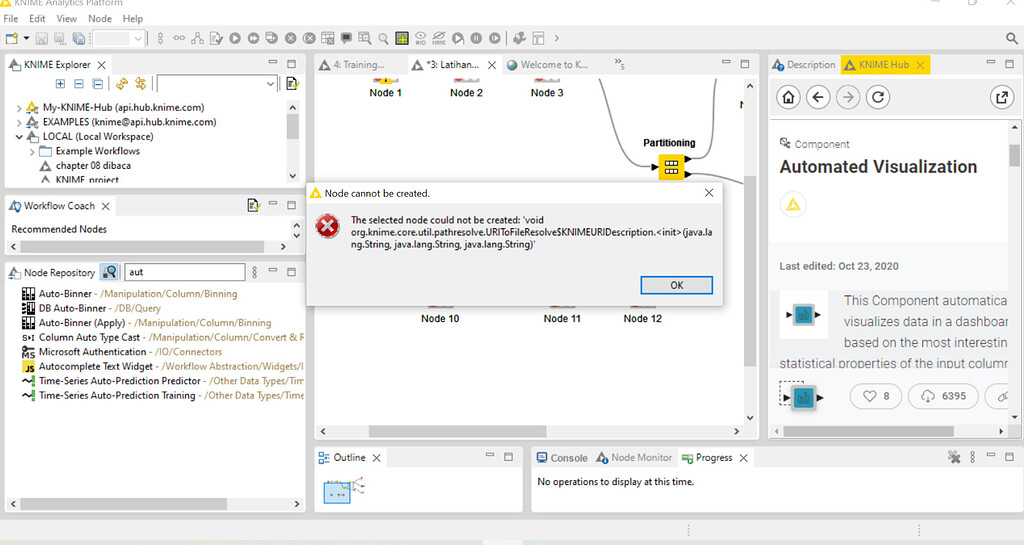 the selected node could not be created void - KNIME Analytics Platform - KNIME Community Forum