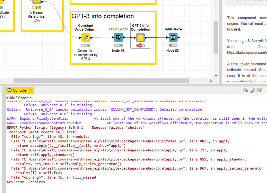 ERROR using GPT-3 Info Completion Nodes - KNIME Analytics Platform - KNIME Community Forum