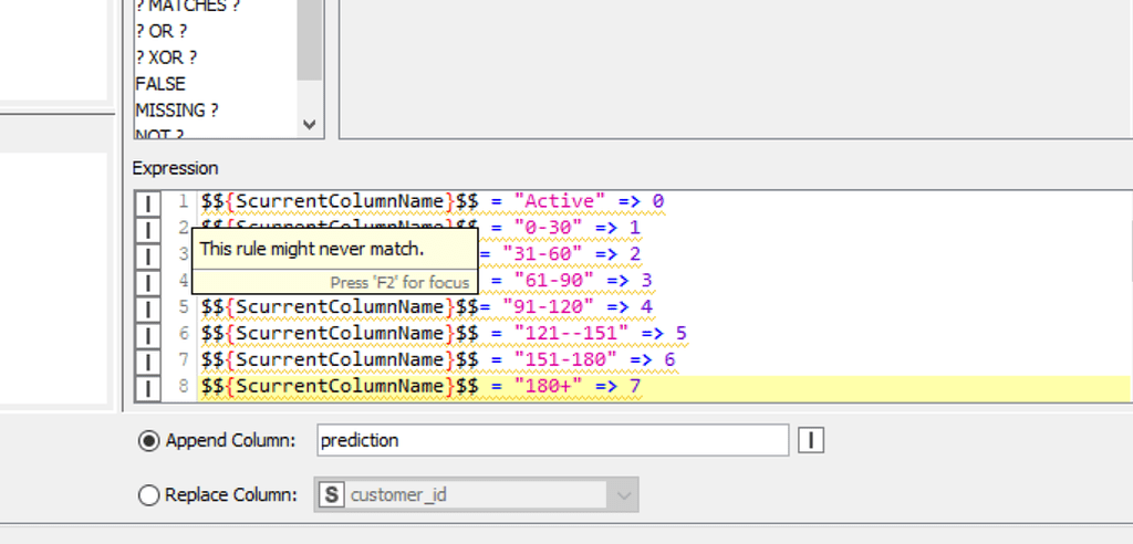 Rule engine error - This might never match using looping nodes - KNIME Analytics Platform ...