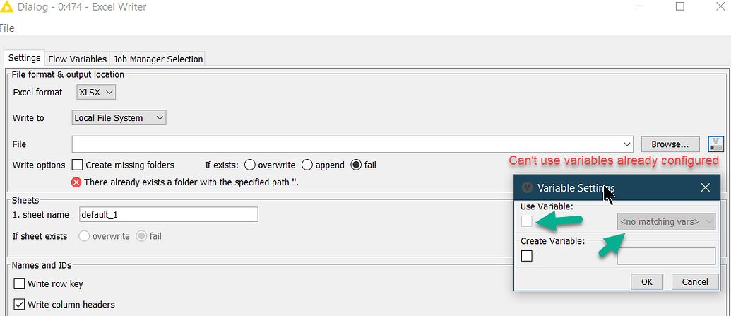 New Excel Writer - use variable for output file path and name? - Node ...
