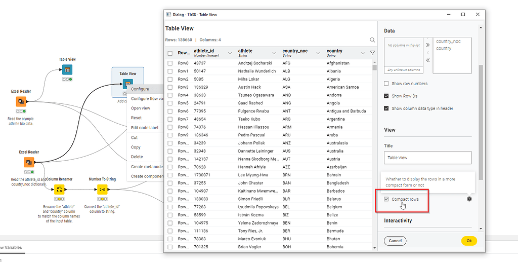 Table View node - allow it to be set to "Compact Rows" mode as the ...
