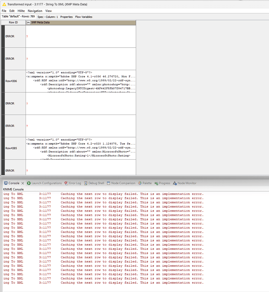 Columnar Backend: Caching the next row to display failed. This is an implementation error ...