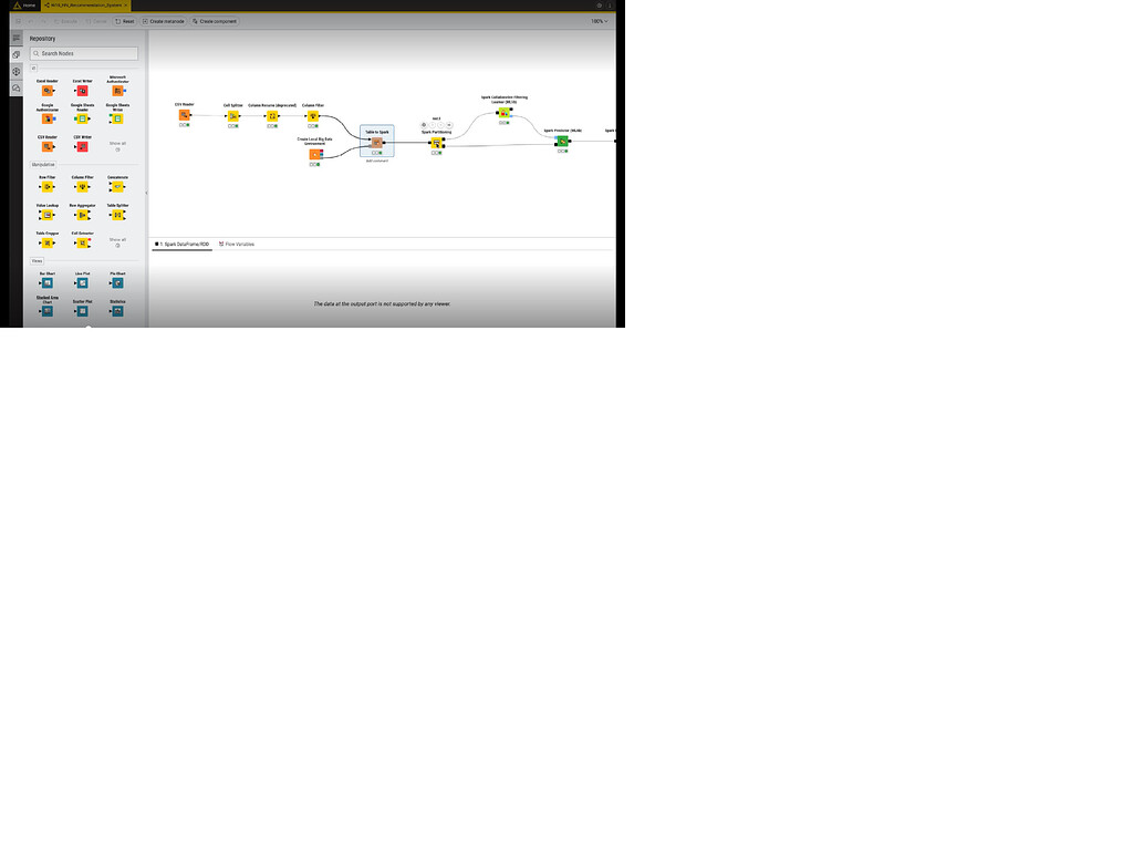 Table To Spark Node Not Displaying The Output Post Execution In Mac