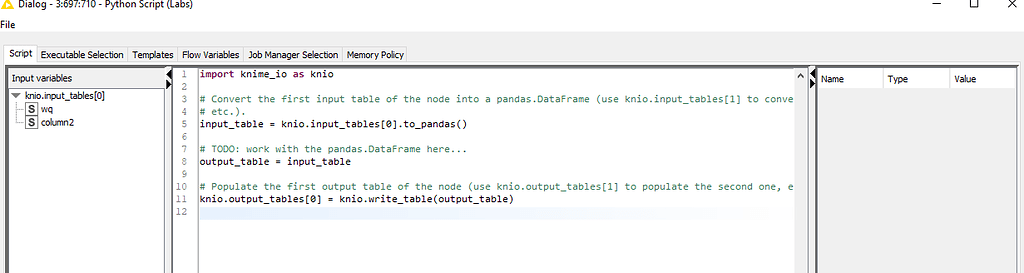 convert a dataset into a dataframe and write it back to KNIME using python labs - KNIME ...