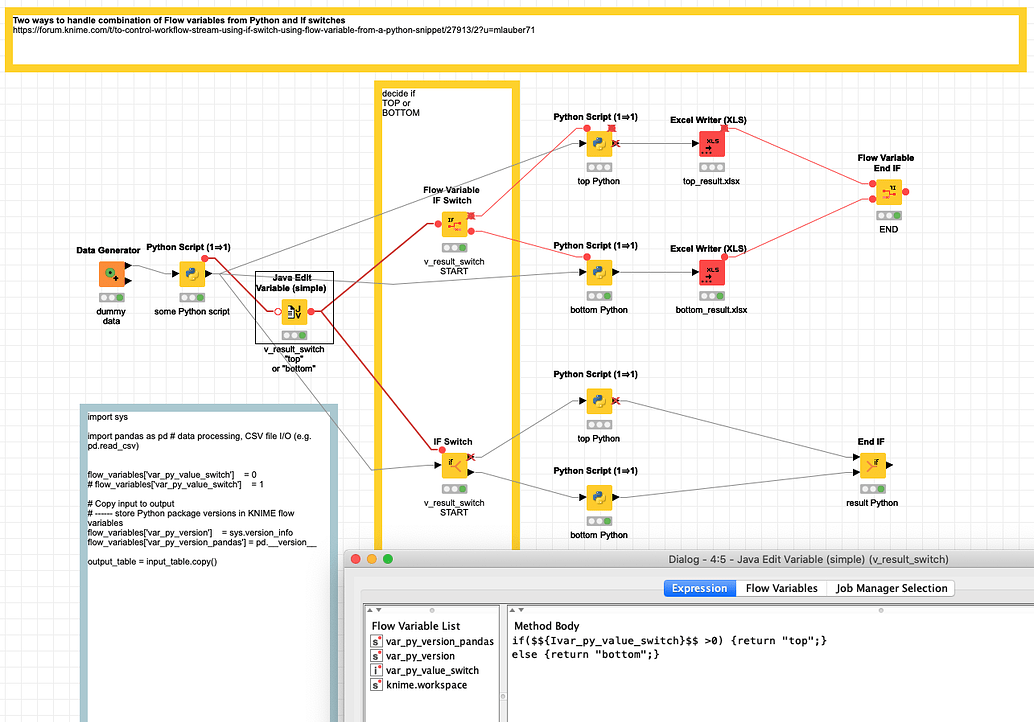 To control Workflow Stream Using If Switch using Flow variable from a Python Snippet - KNIME ...