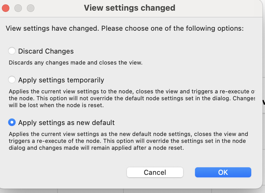 Hiding the "view settings changed" dialog in the javascript table view node - KNIME Analytics ...