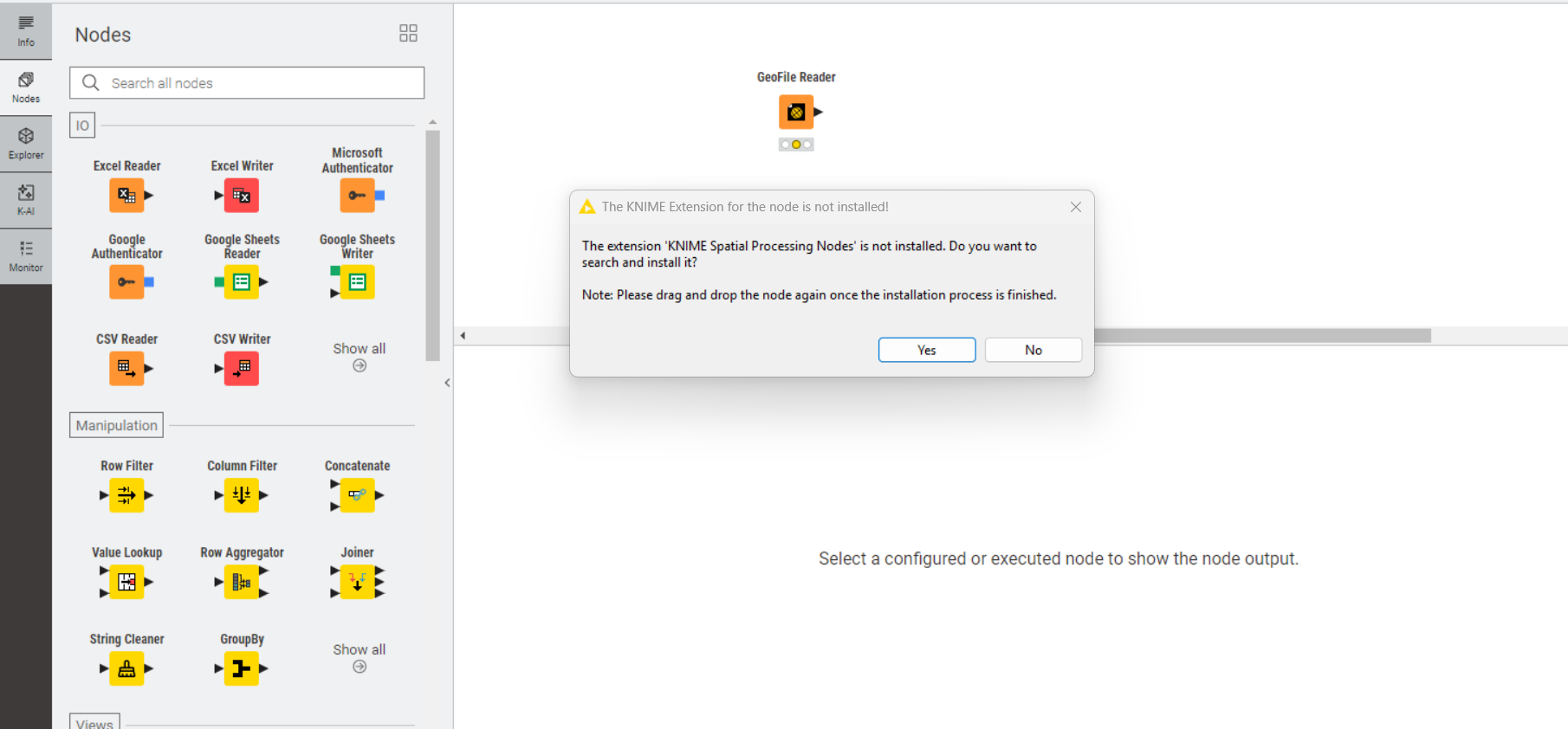 Unable to download "KNIME spatial processing nodes" - KNIME Analytics Platform - KNIME Community ...